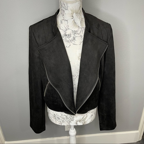 Jack by BB Dakota | Jackets & Coats | New Jack By Bb Dakota Black Drape Jacket Blazer Faux Suede ...